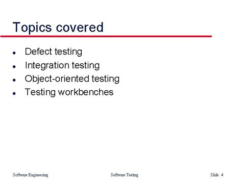 Software Engineering Software Testing Slide 1 Defect Testing