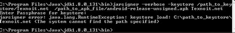 Jarsigner Error Javalangruntimeexception Keystore Load Cpathto