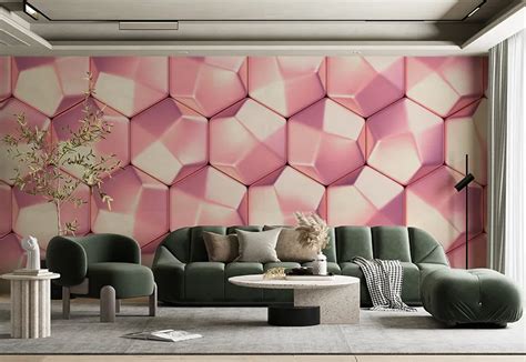 کاغذ دیواری سه بعدی اشکال هندسی