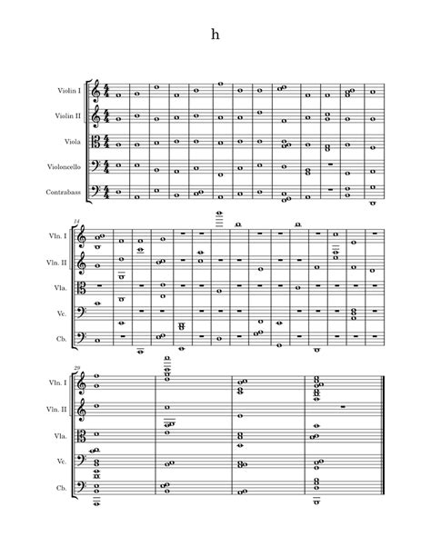 H Sheet Music For Contrabass Violin Viola Cello String Quintet