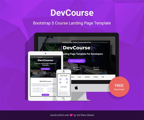 DevCourse Free Bootstrap 5 Course Landing Page Website Template For