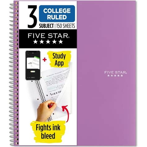 5 Subject Notebooks College Ruledfive Star Advance Notebook Study
