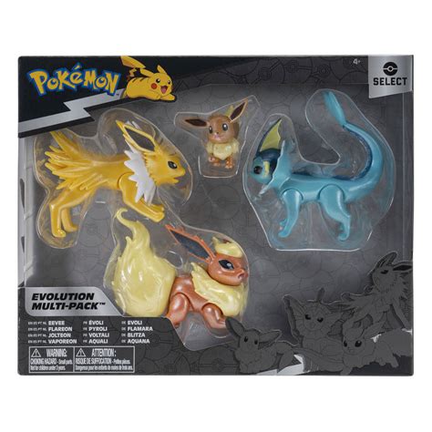 Pokemon Evolution Multipack Speelfiguren Eevee Jolteon Flareon Vaporeon Thimble Toys