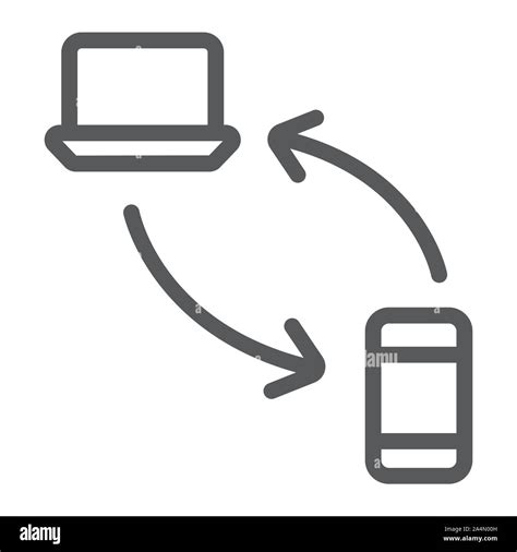 Data Transferring From Laptop To Smartphone Line Icon Technology And Transfer Synchronization