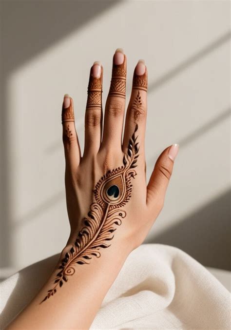 Peacock Feather Henna Designs For Hands