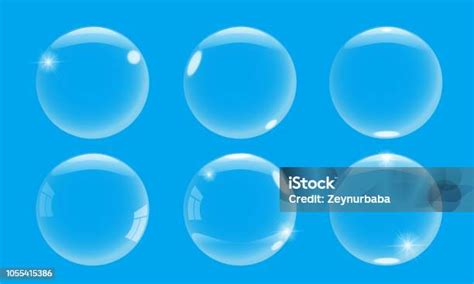 현실적인 3d 비누 거품이 함께 파란색 배경에 있다입니다 벡터 비누 거품 그림을 설정합니다 개념에 대한 스톡 벡터 아트 및 기타