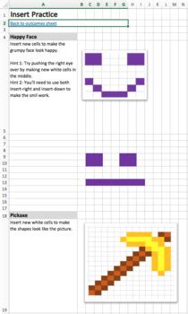 Excel Learn How To Insert And Delete Cells With Pixel Art By Nathan