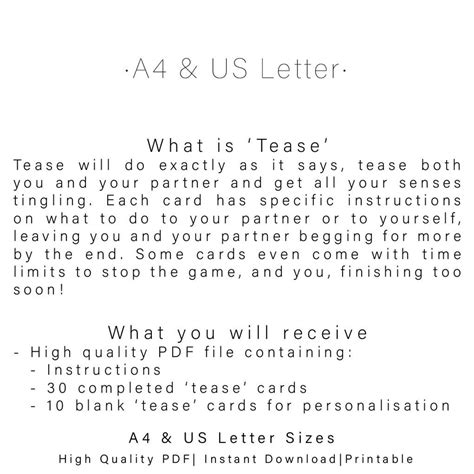 Teasing Sex Activity Cards Instant Download Valentines T