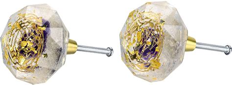WarmHut Pack Chakra Drawer Knobs Quartz Crystal Round Resin Stone Chakra Drawer Knobs And