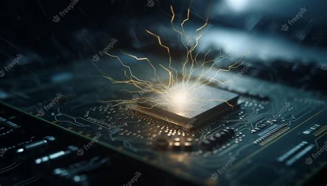 Premium Photo Glowing Computer Chip On Motherboard Engineering Marvel Generated By Ai