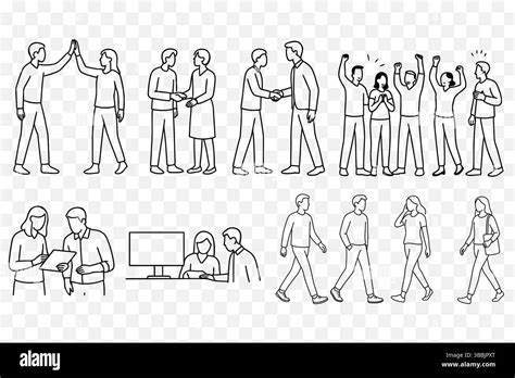 Teamwork And Collaboration Line Art Vector Set Stock Vector Image And Art