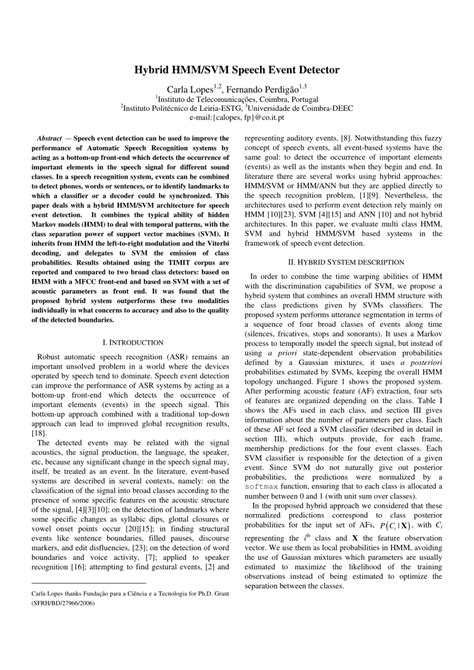 Pdf Hybrid Hmmsvm Speech Event Detector