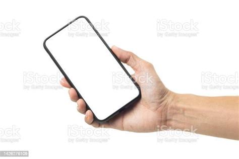 클리핑 경로와 흰색 배경에 고립 된 빈 화면으로 모바일 스마트 폰을 들고 손 사업가 개념에 대한 스톡 사진 및 기타 이미지 개념 개념과 주제 공란 Istock