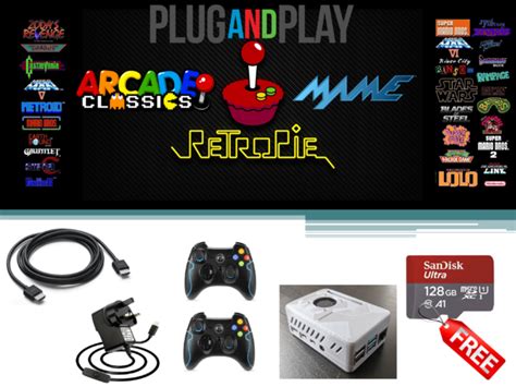 Raspberry Pi 4 Model B Retro Games Console 128GB Arcade Gaming Machine Retropie ArcadeBarTop