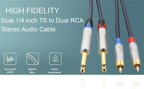 Tisino Rca To 1 4 Cable Dual Rca To Dual 1 4 Inch Ts Stereo Audio