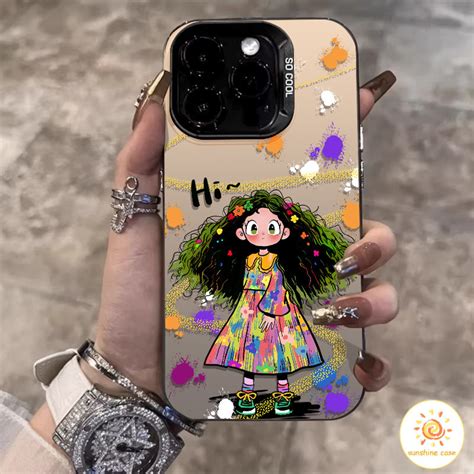 🔥good🔥เคส สาวน้อยน่ารักผมหยิก เคสไอโฟนเคสโทรศัพท์โลหะ ไอโฟน11 For Iphone12 13 14 15pro Max X Xs