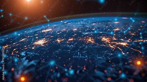 A Mesh Of Interconnected Nodes Spans Continents And Oceans Illustrating The Seamless