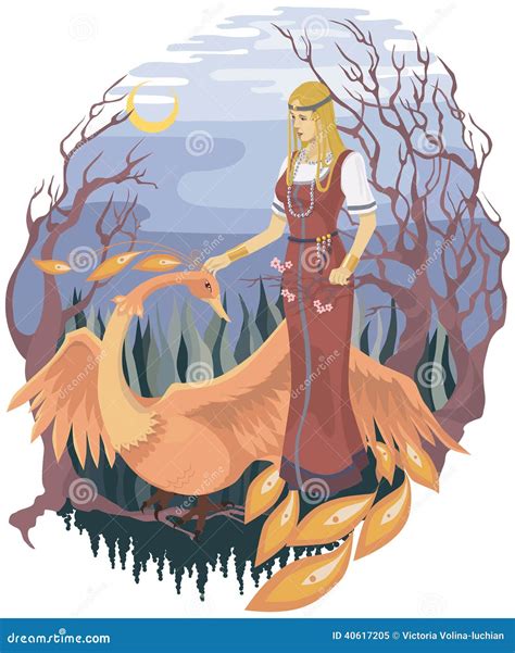Girl And Firebird Stock Vector Illustration Of Summer 40617205