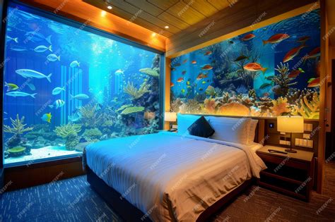 Underwater Hotel Luxury Room Under Water Aquatic Bedroom In Aquarium