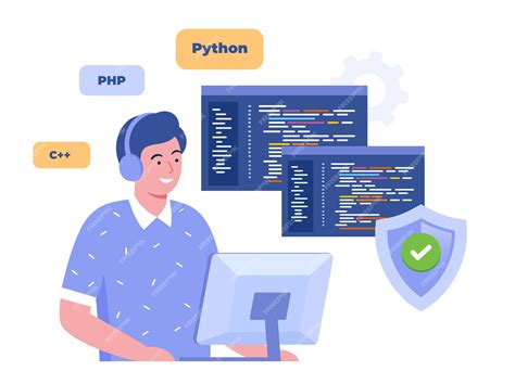 Línguas De Programação De Desenvolvimento Web Css Html It Ui Programador Personagem De Desenho