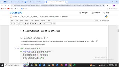 vector operations linear algebra for machine learning and data sc deeplearning ai