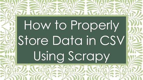 How To Properly Store Data In Csv Using Scrapy Youtube