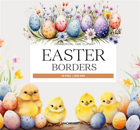 Easter Border Frames Watercolor Easter Clipart Easter Eggs Spring