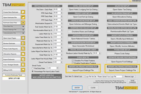 Import Export Project Settings