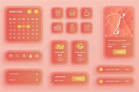 gui elements for food delivery mobile app online food order and