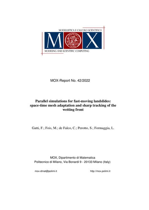 Pdf Parallel Simulations For Fast Moving Landslides Space Time Mesh Adaptation And Sharp