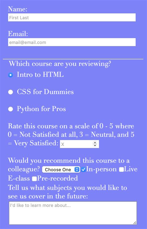 Build A Survey Form Passing Tests But Html Css The Freecodecamp Forum