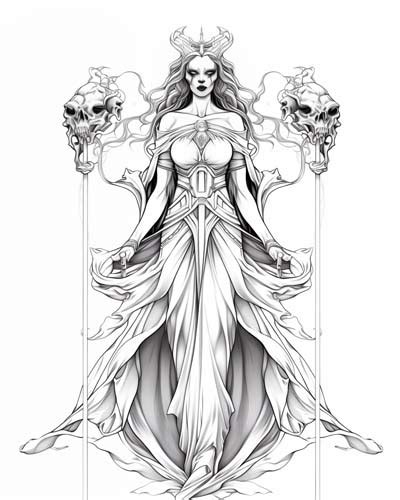 Nyx Goddess Of Night Coloring Pages Greek Mythology