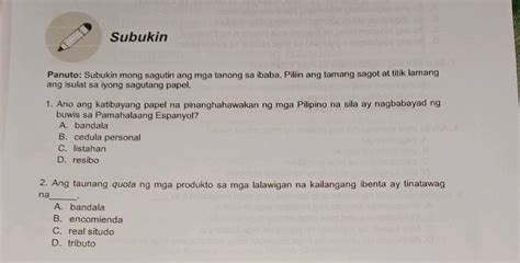 Subukin Panuto Subukin Mong Sagutin Ang Mga StudyX