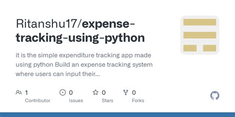 Github Ritanshu17expense Tracking Using Python It Is The Simple Expenditure Tracking App