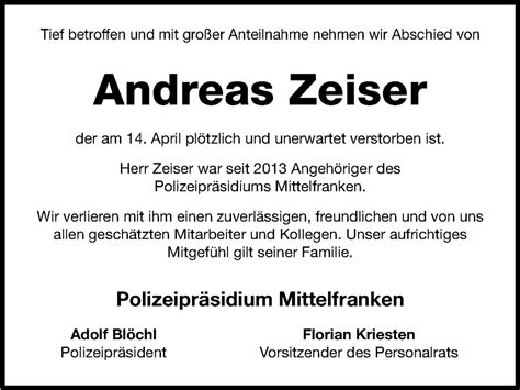 Traueranzeigen Von Andreas Zeiser Trauer Nn De