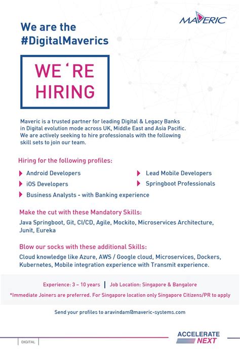 Maveric Digital Services On Linkedin Hiring Singaporejobs Digitalmaveric Androidjobs