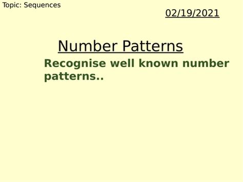 Special Number Patterns Teaching Resources
