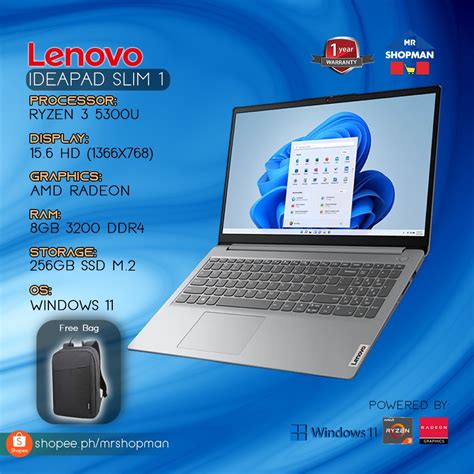 Lenovo Ideapad Slim Ryzen U Hd X Gb Ram Gb Ssd R Ph Laptop