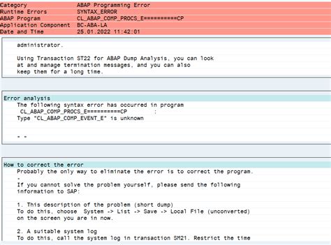 Getting Dump Clabapcompprocsecp On Sap Community