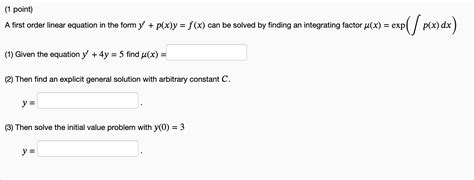 Solved A First Order Linear Equation In The Form