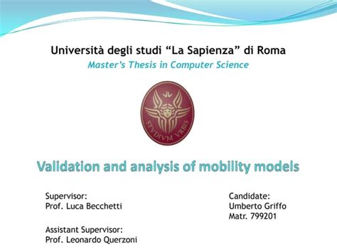 Validation And Analysis Of Mobility Models Ppt