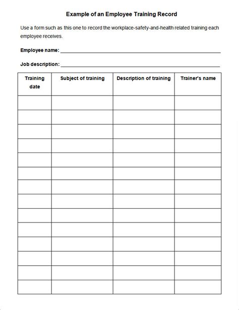 Employee Record Keeping Template