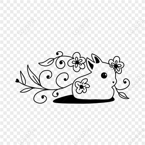 검은 선 일러스트 원고 귀여운 토끼계절음식 Png 일러스트 무료 다운로드 Lovepik