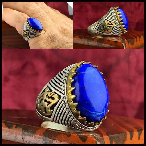 خرید و قیمت انگشتر لاجورد اصلی رکاب فیلی چنگی عیار نقره 925ارسال رایگان