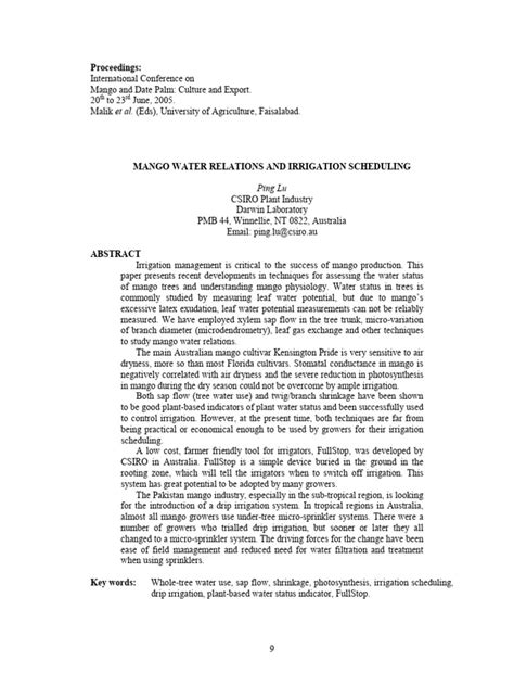 Partial Root Zone Drying Technique In Fruit Crops A Review Paper Pdf