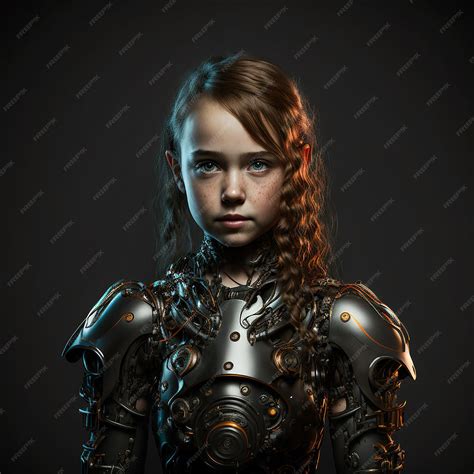 Premium Photo Young Attractive Girl Halfrobot Or A Humanoid Android