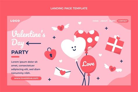플랫 발렌타인 브로슈어 서식 파일 무료 벡터