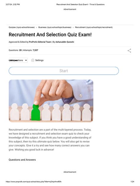 recruitment and selection quiz exam trivia and questions download