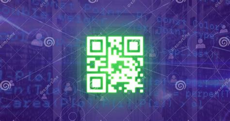 Image Of Qr Code With Network Of Connections And Data Processing Over