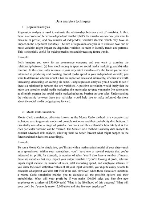 SOLUTION Data Analytics Techniques Studypool